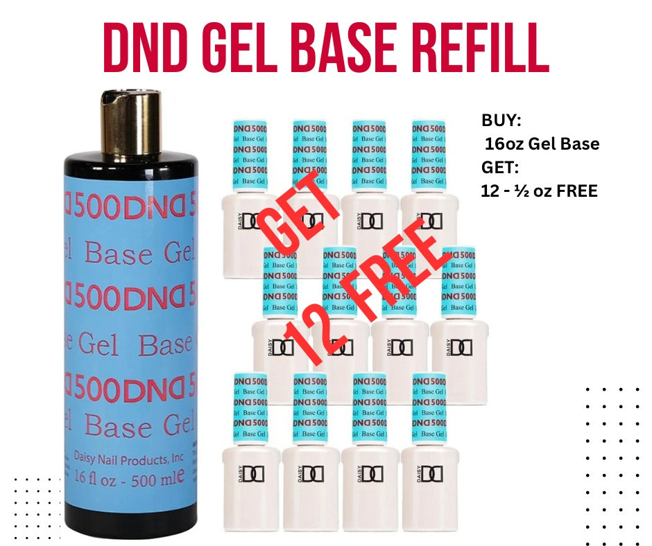 DND Base Gel Refill 16oz with 12 Free ½ oz Bottles – NAILMALL